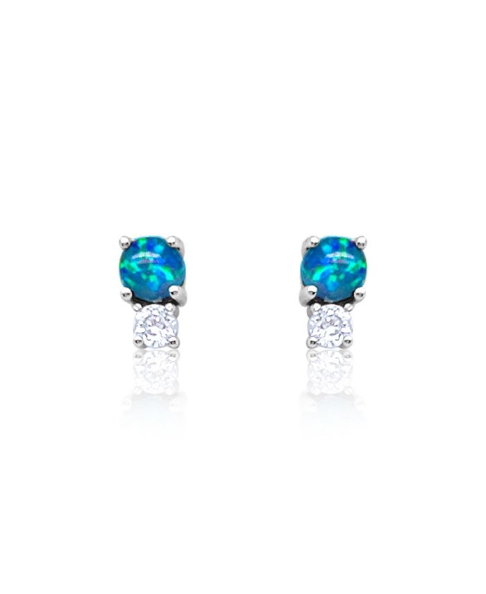 Etoielle White Gold Tone Created Opal and CZ Studs - Macy's