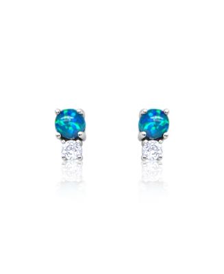 Etoielle White Gold Tone Created Opal and CZ Studs - Macy's