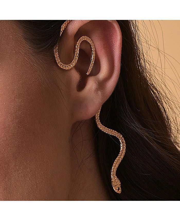 SOHI Women's Gold Metallic Snake Ear cuff Earrings - Macy's