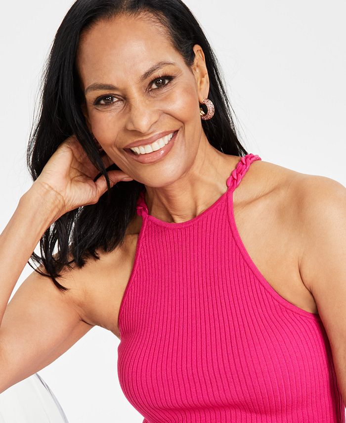 I.N.C. International Concepts Women's Chain-Strap Halter Sweater Tank ...