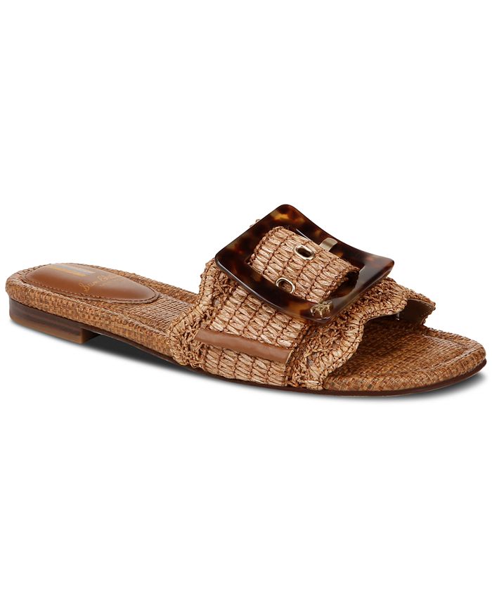 Sam Edelman Women's Bambi Raffia Buckle Slide Sandals - Macy's