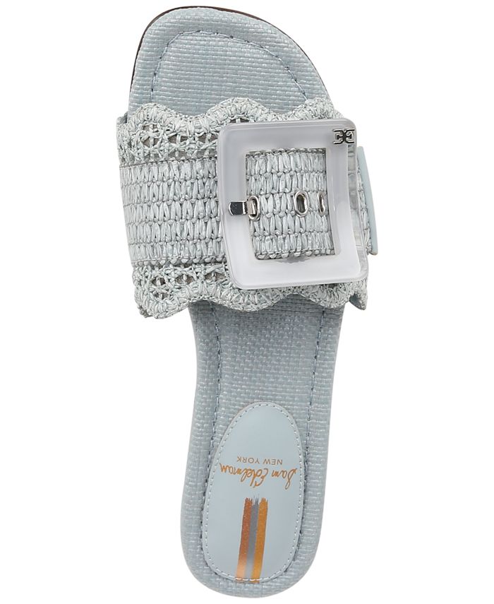 Sam Edelman Women's Bambi Raffia Buckle Slide Sandals - Macy's