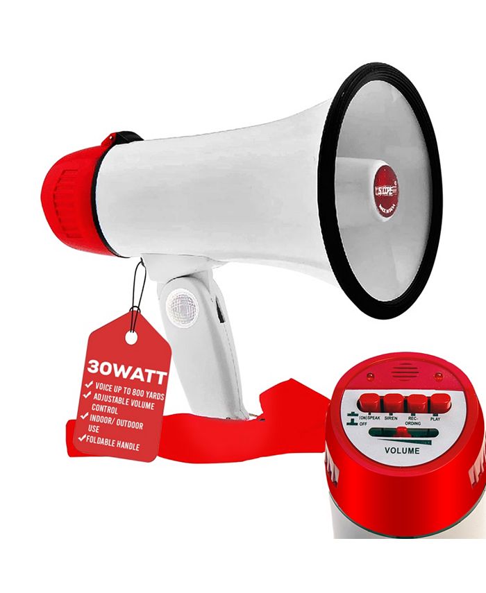 5 Core Megaphone Bullhorn Speaker 30W Mini Bull Horn Battery Power ...