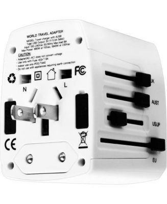 5 Core Travel Adapter 1 Piece White International Power Adapter Plug ...