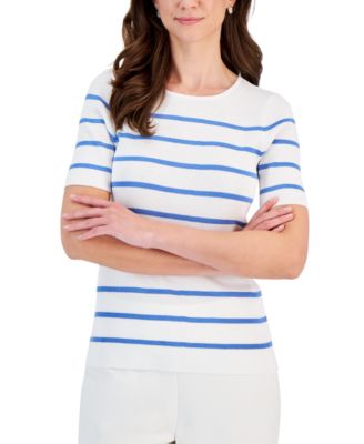 Tahari ASL Women's Striped Knit Short-Sleeve Top - Macy's