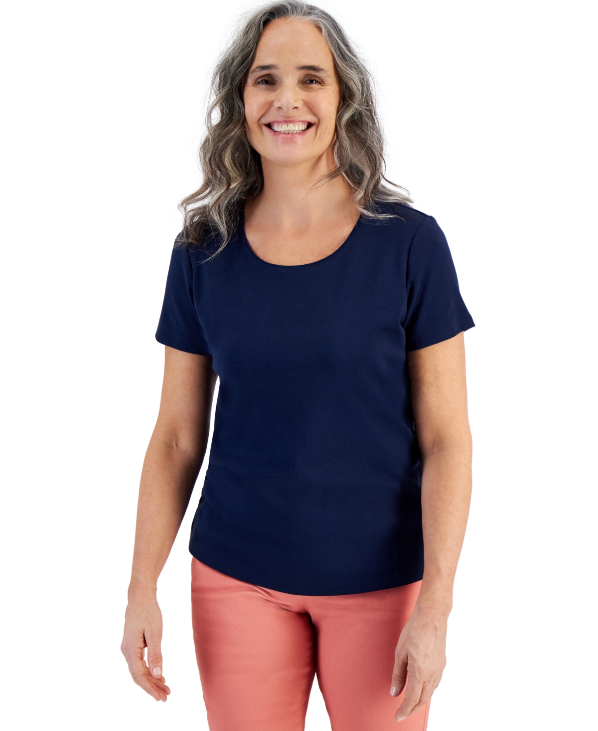 Click here for Style & Co Petite Cotton Scoop-Neck Short-Sleeve T... prices
