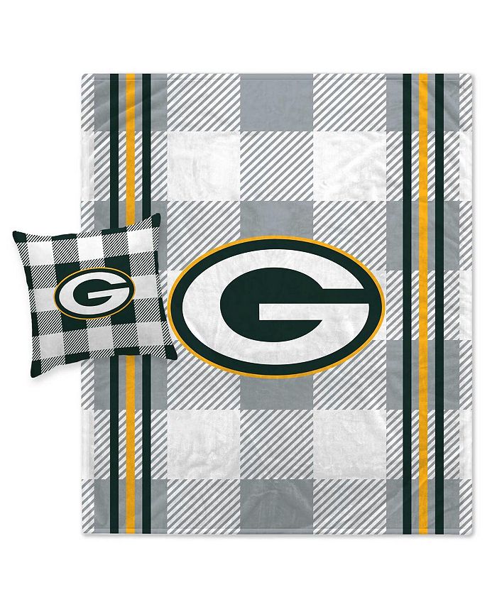 Pegasus Home Fashions Green Bay Packers Gray Plaid Stripes Blanket and ...