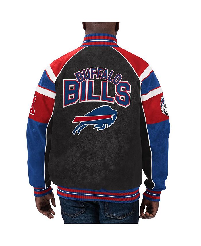 G-III Sports by Carl Banks Men's Black Buffalo Bills Faux Suede Raglan ...