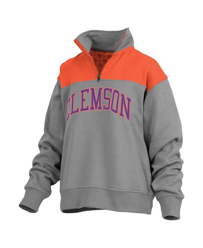 Pressbox Women's Gray Clemson Tigers Avon Fleece Quarter-Zip Jacket ...