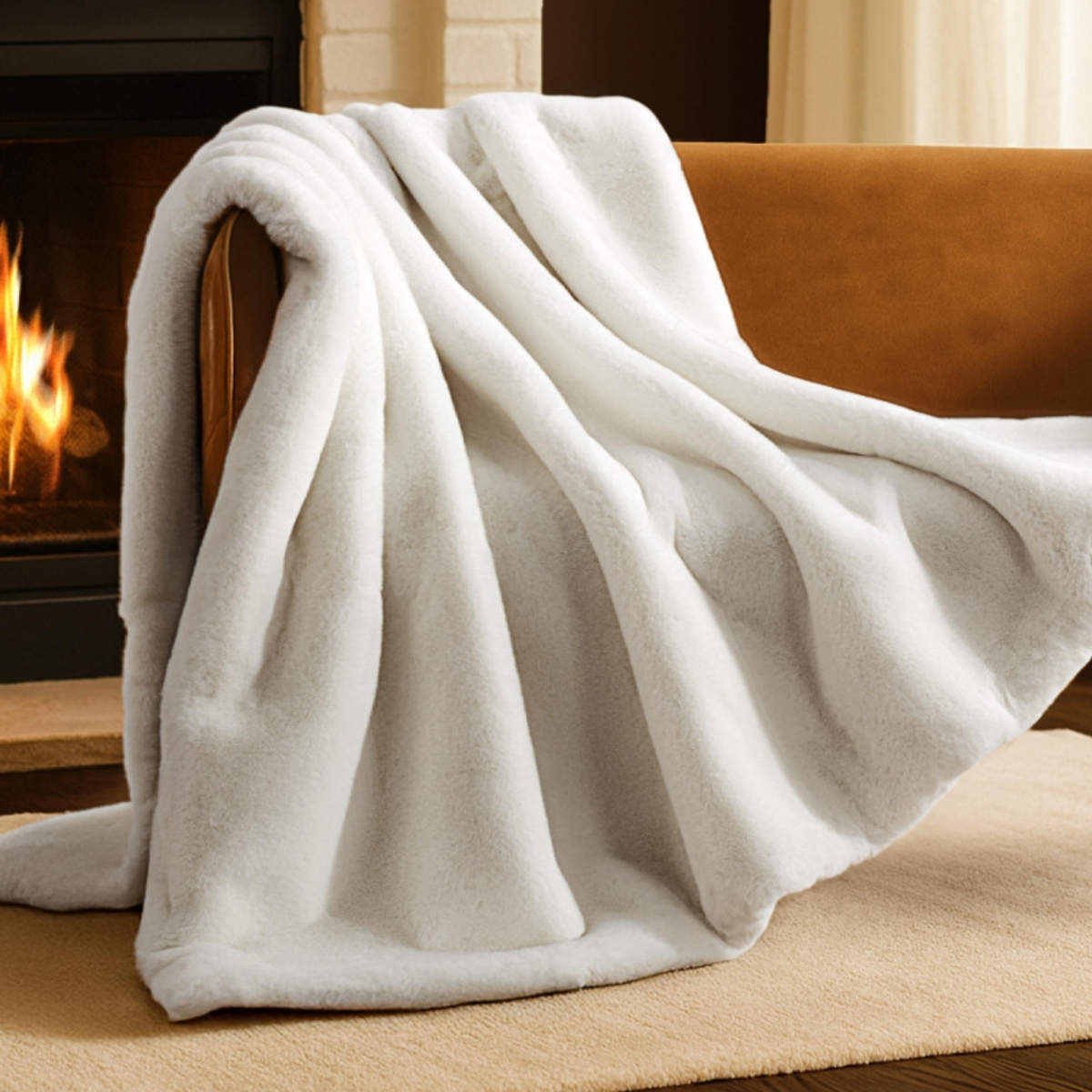 Click here for Bare Home Faux Fur Throw Blanket - White fur prices