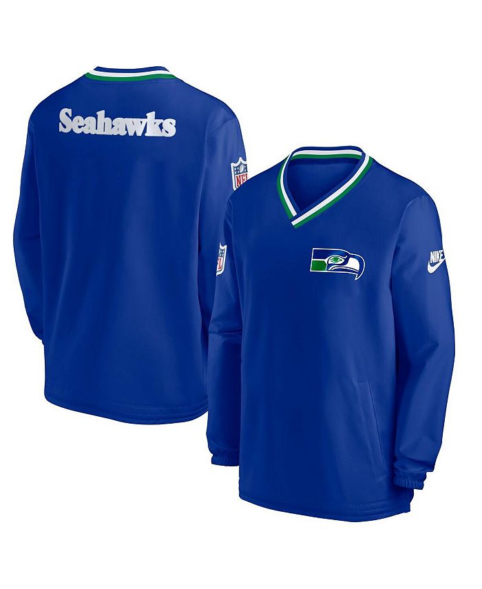 Nike Men's Royal Seattle Seahawks Throwback V-Neck Pullover Windbreaker ...