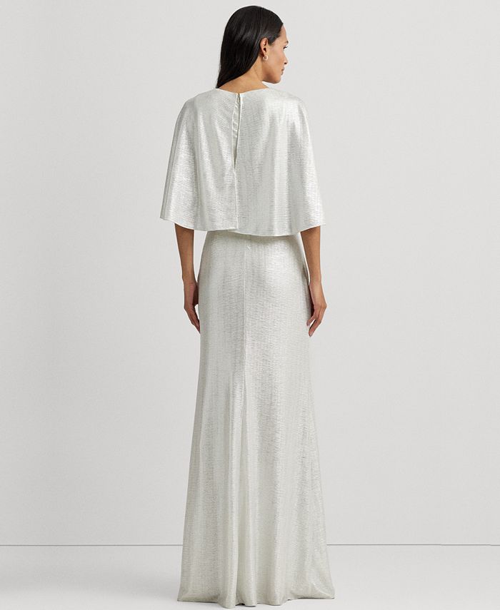 Lauren Ralph Lauren Women's Twisted Metallic Cape Gown - Macy's