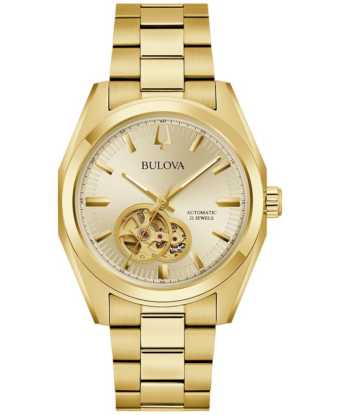 Bulova Men's Automatic Surveyor Gold-Tone Stainless Steel Bracelet ...