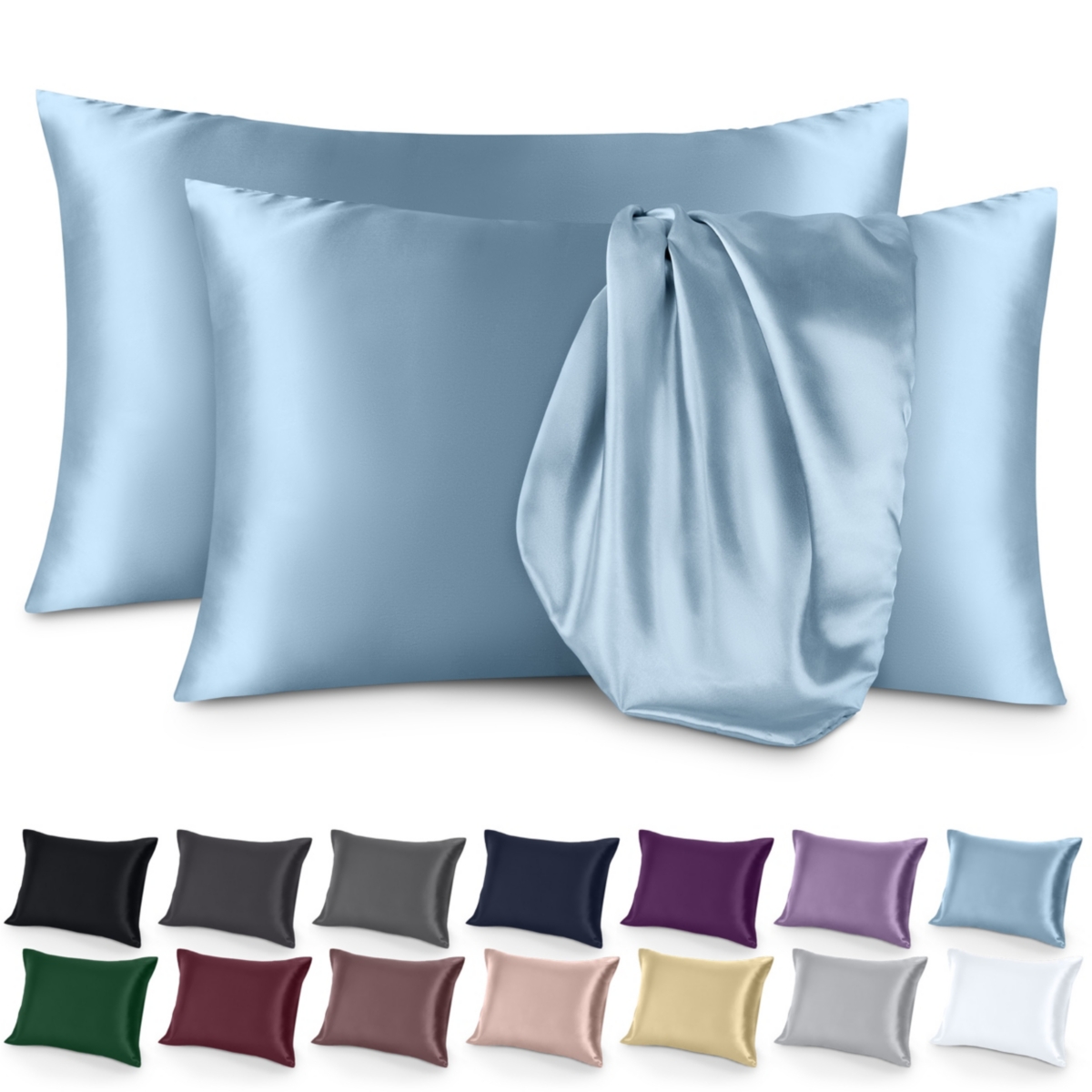Click here for Bare Home Satin Pillowcases Standard - Light blue prices