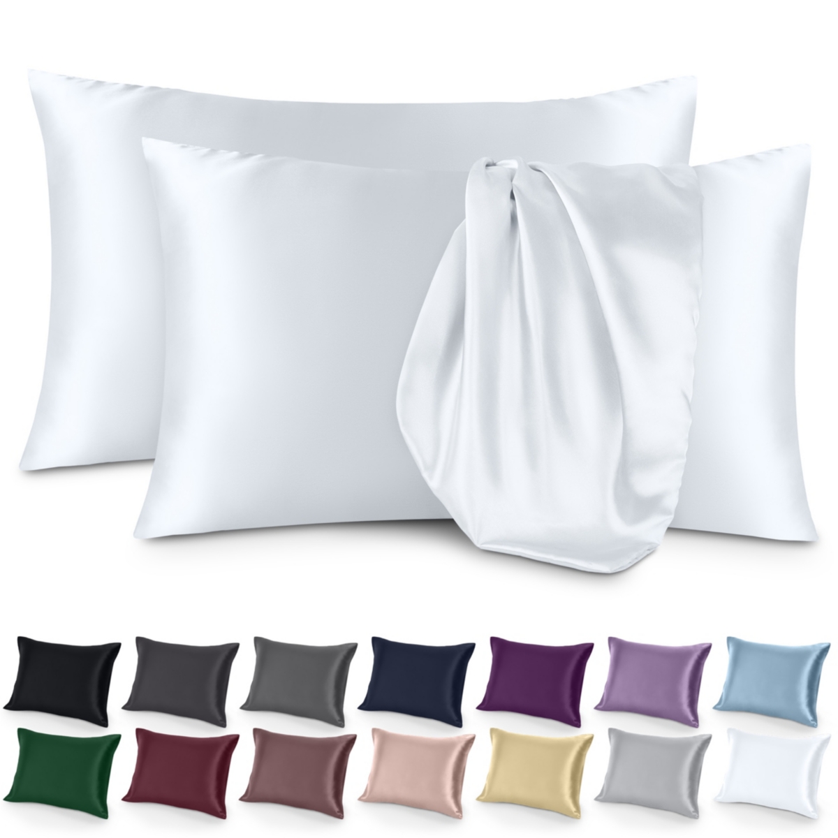 Click here for Bare Home Satin Pillowcases Standard - White prices