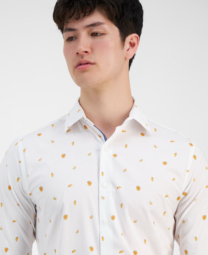 Bar III Men's Slim-Fit Melon-Print Dress Shirt, Created for Macy's - Macy's