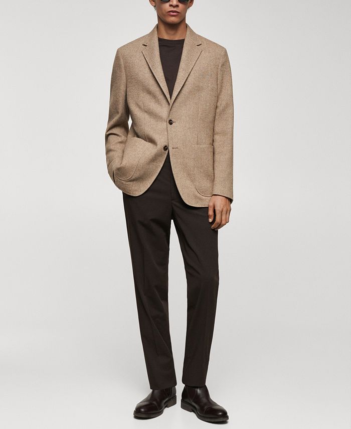 MANGO Men's Slim-Fit Herringbone Wool Suit Jacket - Macy's