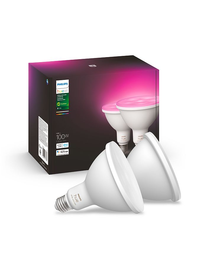 Philips Hue 2-pack PAR38 E26 White and Color LED Bulbs - Macy's