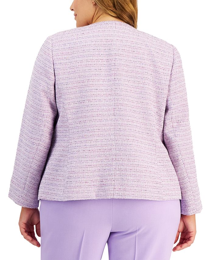 Kasper Plus Size Tweed Fringe-Trim Jacket - Macy's