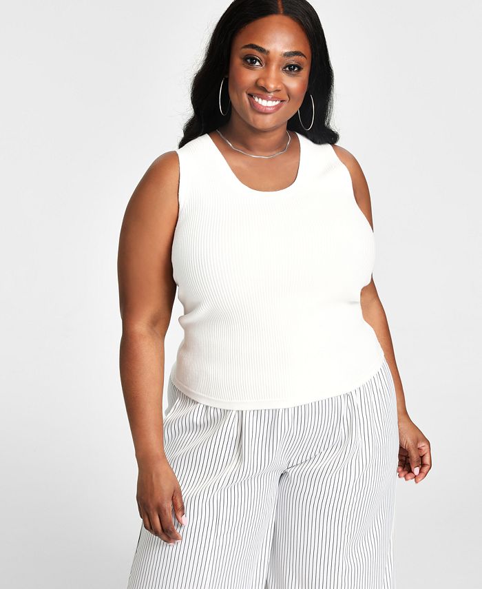 Nina Parker Trendy Plus Size Ribbed Sweater Tank Top - Macy's