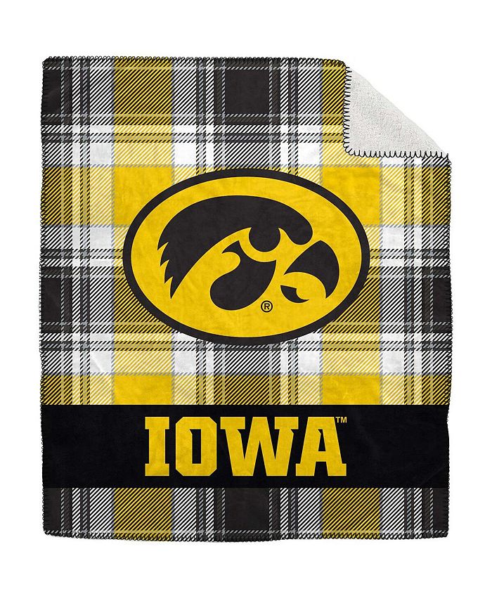 Pegasus Home Fashions Iowa Hawkeyes 50" x 60" Plaid Flannel Sherpa ...