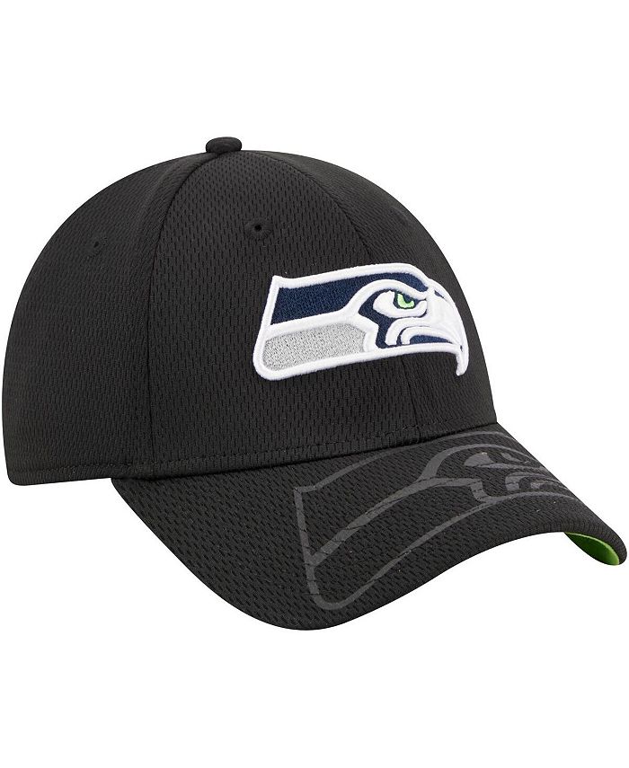 New Era Men's Black Seattle Seahawks Top Visor 9FORTY Adjustable Hat ...