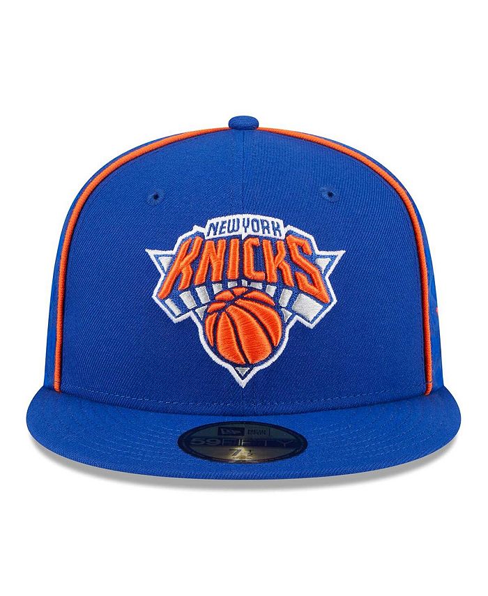 New Era Men's Blue New York Knicks Piped and Flocked 59Fifty Fitted Hat ...