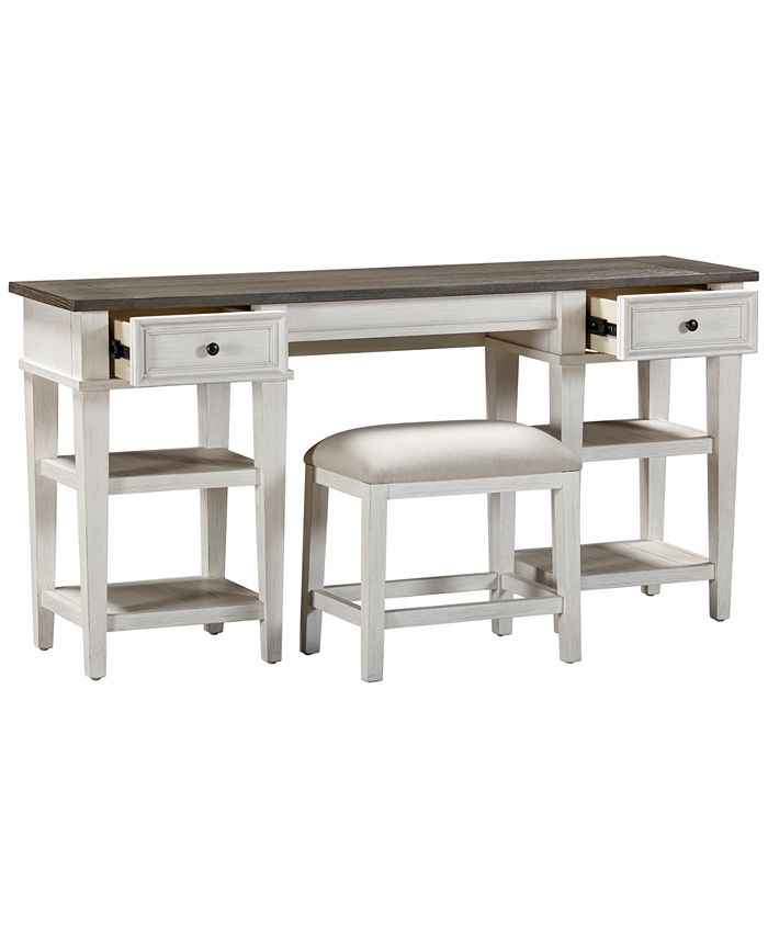 Furniture Dawnwood 60" Wood Sofa Writing Table with Stools, Created for ...