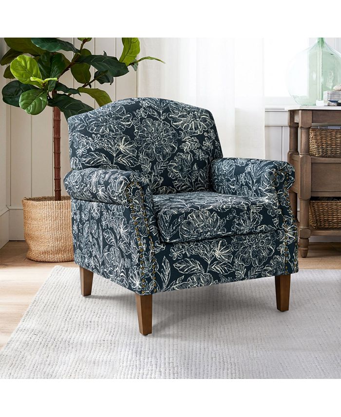 Hulala Home Etnyre Wooden Upholstery Armchair with Nailhead Trims - Macy's