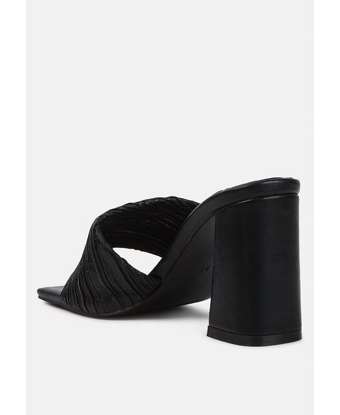 London Rag Women's Salty You Crinkled Triangular Block Heel Sandals ...