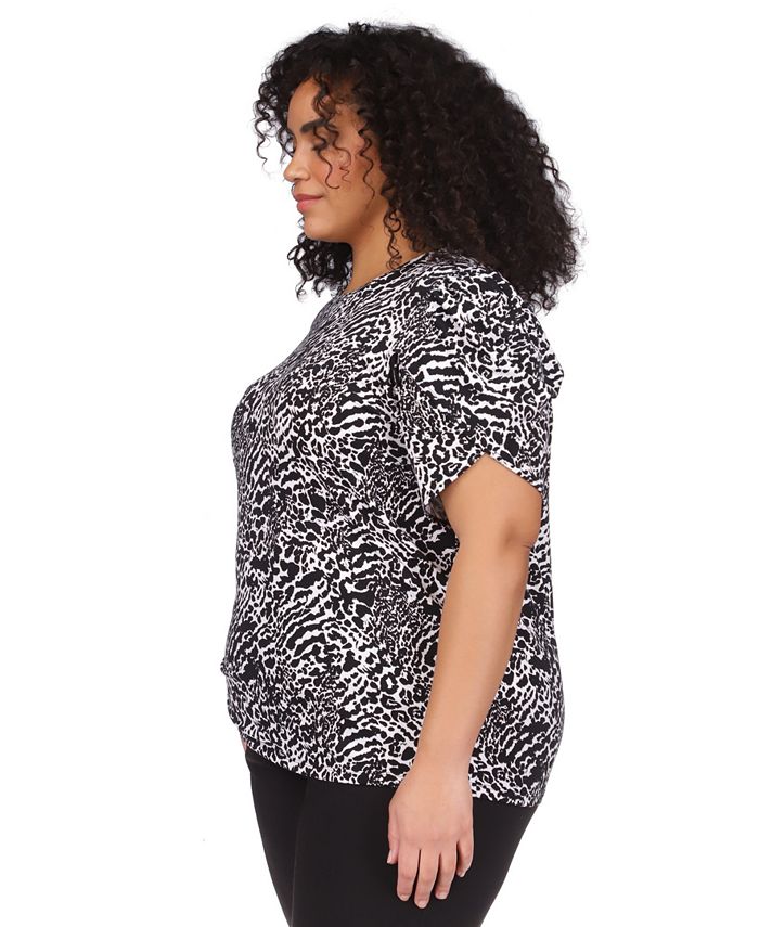 Michael Kors Plus Size Animal-Print Petal-Sleeve Top - Macy's