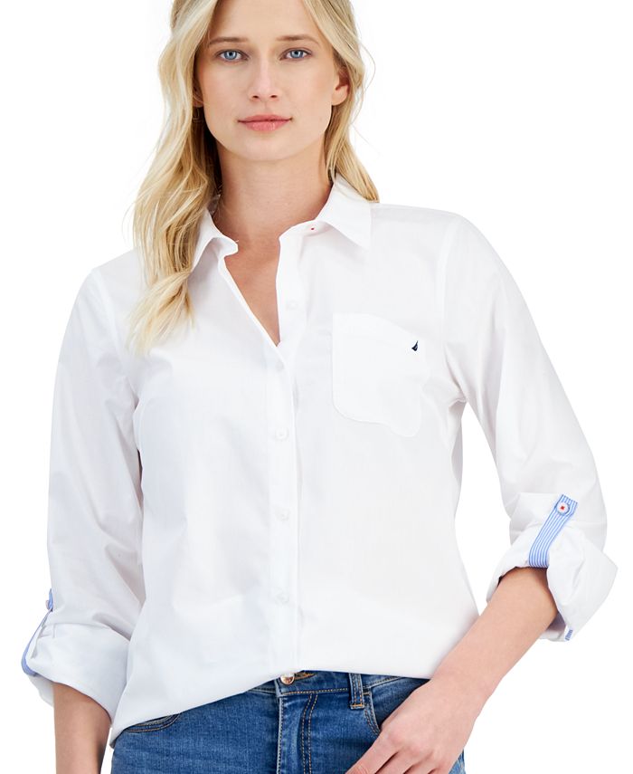 Nautica Jeans Women's Roll-Tab Button-Front Shirt - Macy's