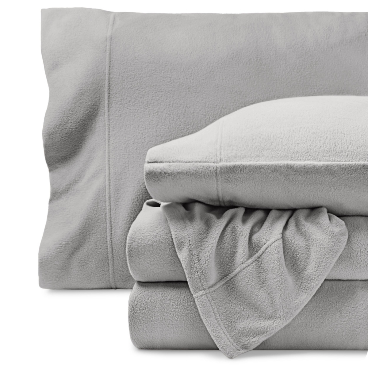 Click here for Bare Home Polar Fleece Sheet Set  Queen - Light gr... prices