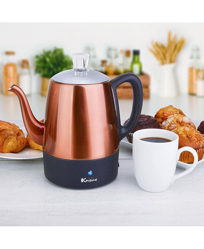 Euro Cuisine Electric 4 Cup Percolator- Copper Finish - 800 Watts - Macy's
