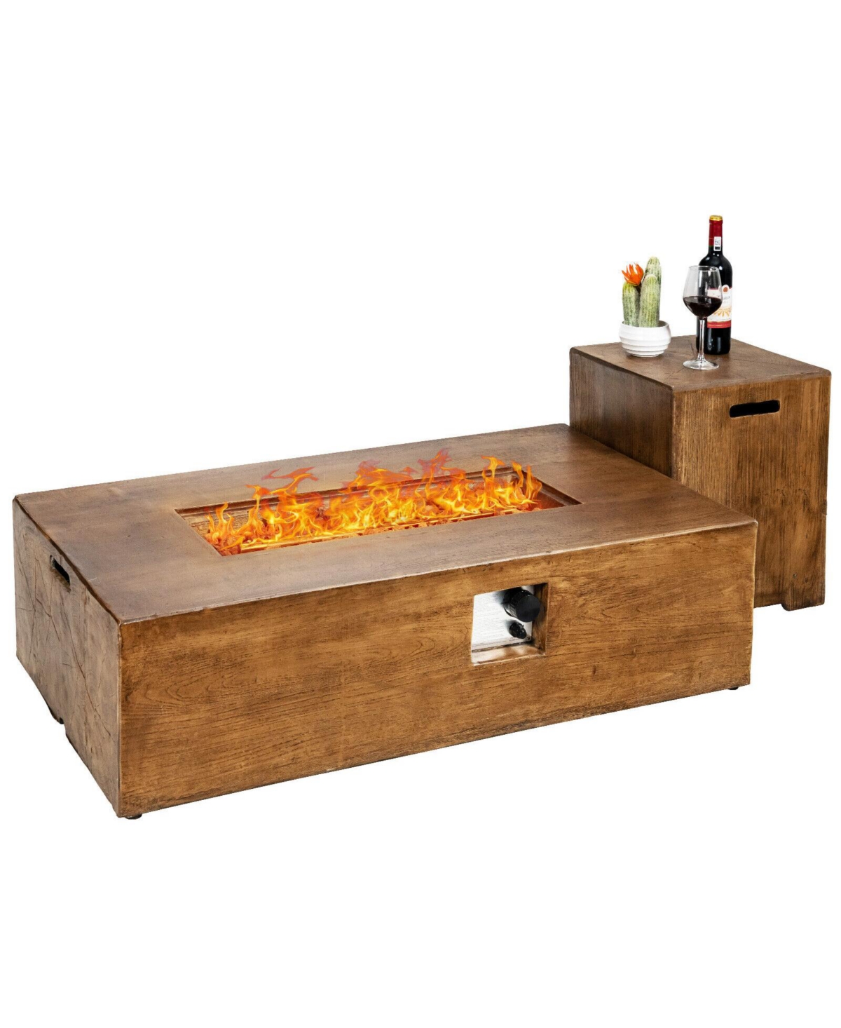 Click here for 2 Piece Outdoor Propane Fire Pit Table Set - Brown prices