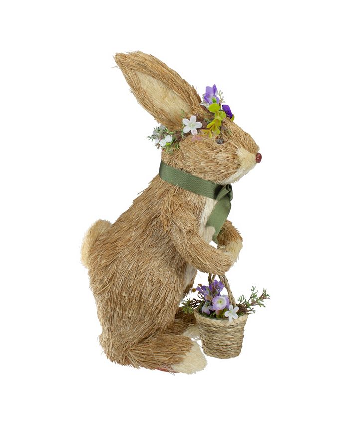 Northlight 15" Sisal Rabbit with Basket Easter Figure - Macy's