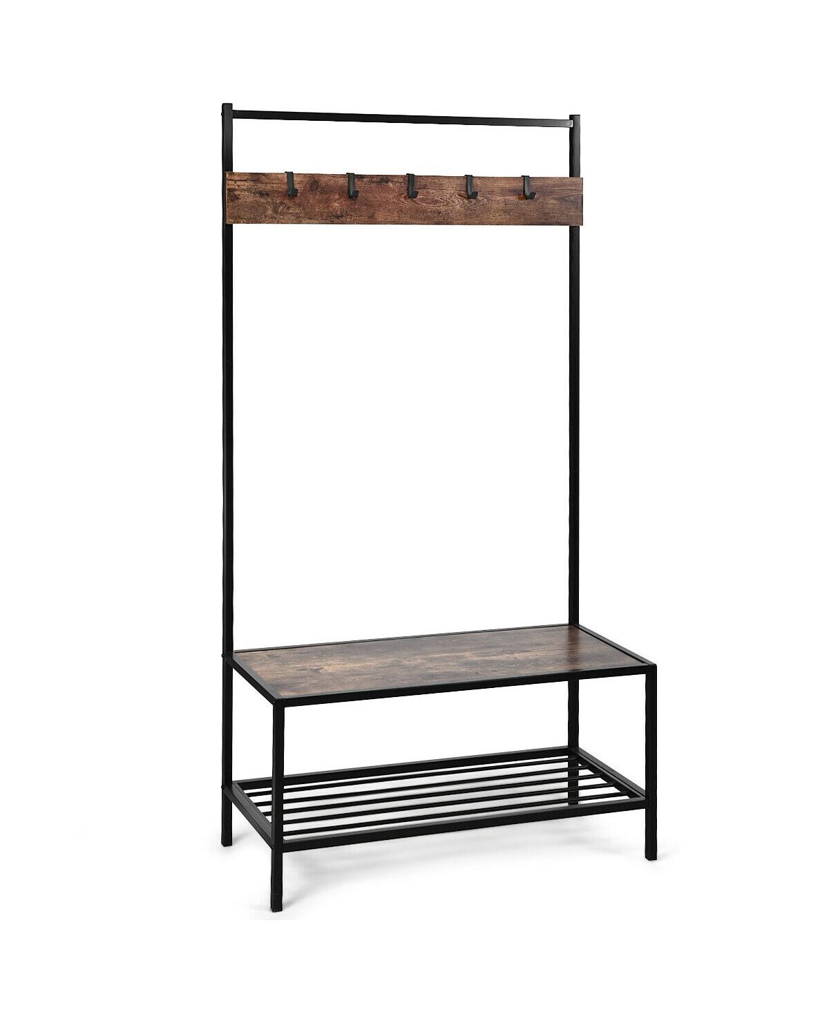 Click here for 3-in-1 Industrial Coat Rack with 2-tier Storage Be... prices