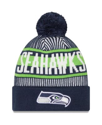 Men's New Era College Navy Seattle Seahawks Striped Cuffed Knit Hat ...