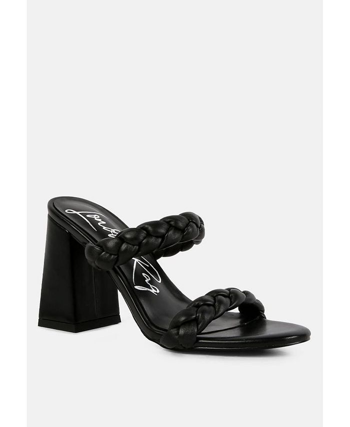 London Rag Mi Amor Braided Strap Triangular Block Heels Sandals - Macy's