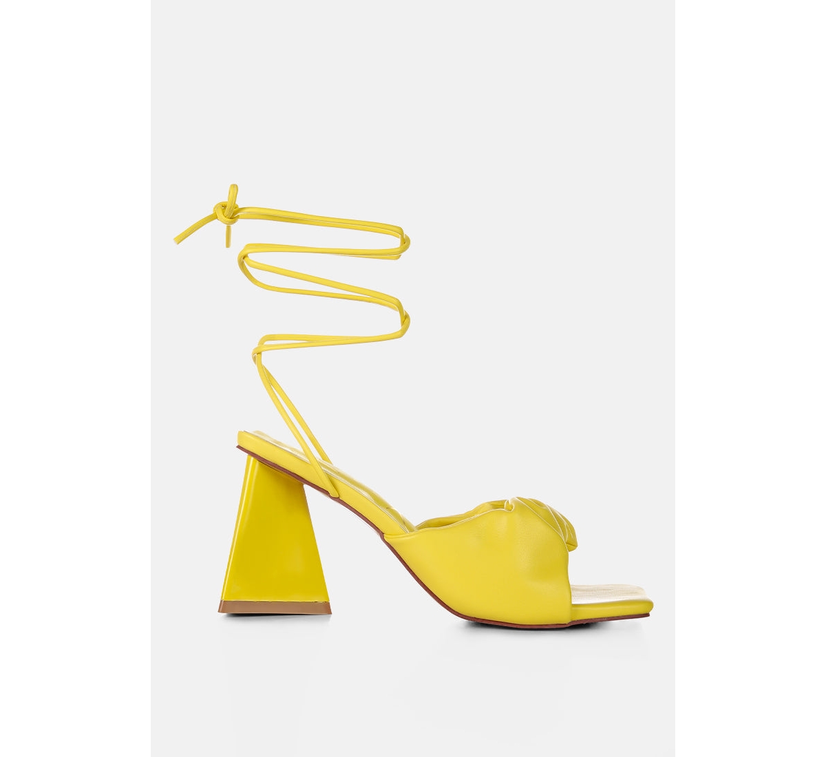 Click here for Primavera Ruched Triangular Heel Lace Up Sandal Wo... prices