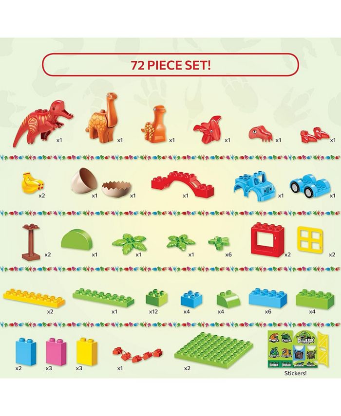 ToyVelt Dinosaur Blocks Toy 72 Piece Jurassic Era Block Set Compatible ...