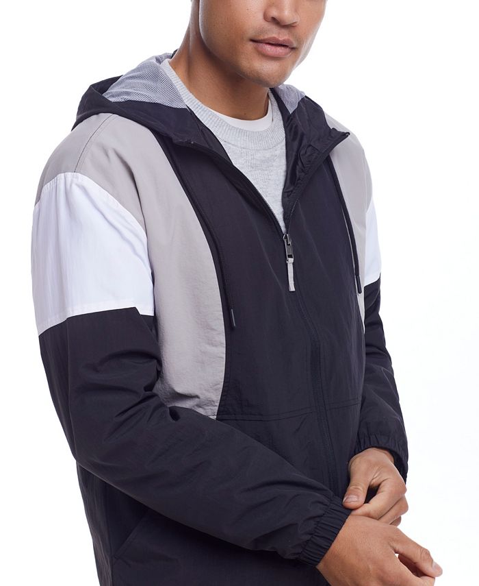 Weatherproof Vintage Men's Nylon Zip Front Hooded Colorblock Jacket ...