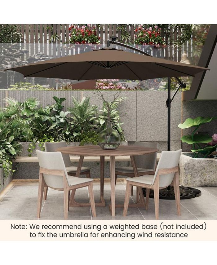 Slickblue 10 Feet Patio Offset Umbrella with 112 Solar-Powered LED ...