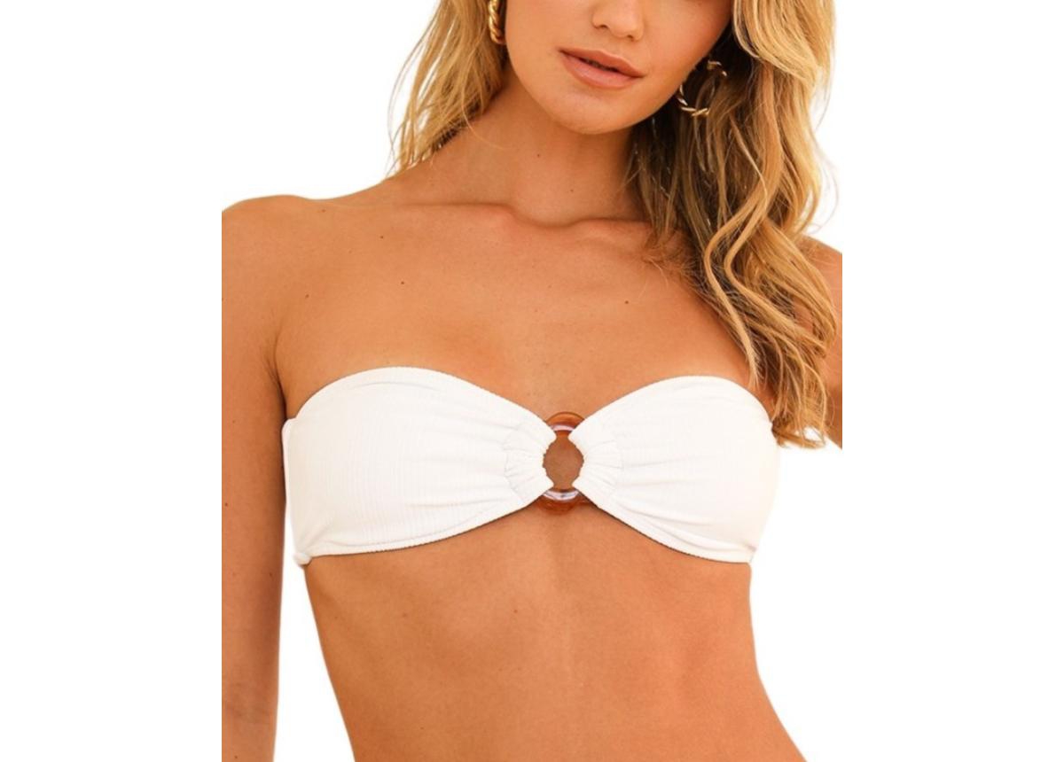 Click here for Lotus Bandeau Swim Bikini Top - White rib prices