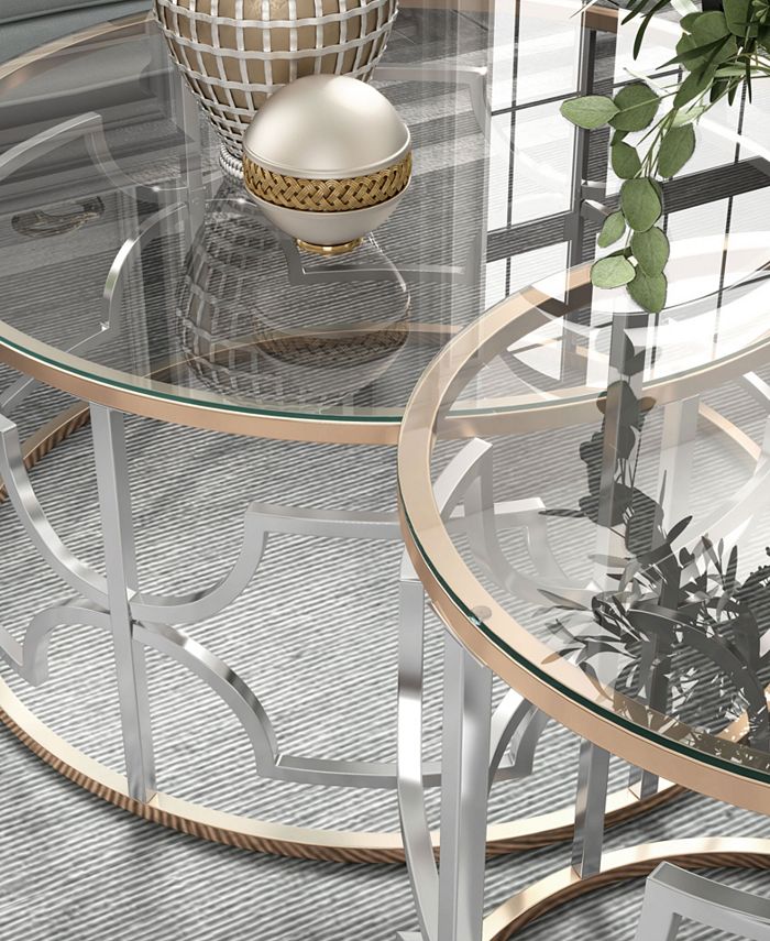 Furniture of America 2-Piece Metal, Glass Camille Modern Tempered Glass ...