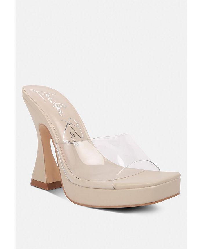 London Rag Women's Sky-high Clear Strap Block Heel Sandals - Macy's