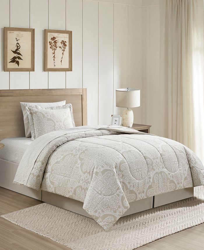 Sunham Neutral Damask 8-Pc. Comforter Set - Macy's