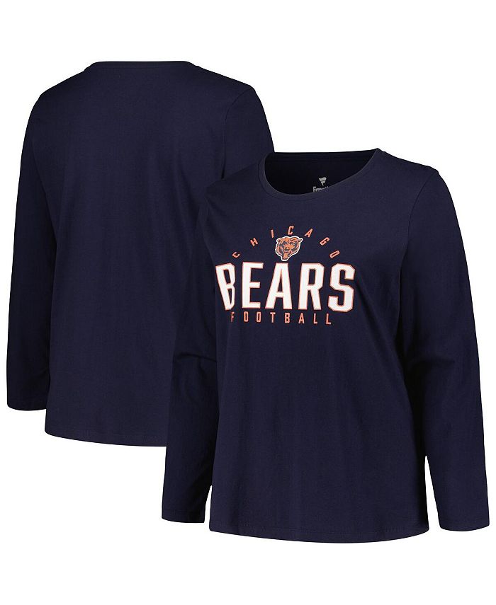 Fanatics Women's Navy Chicago Bears Plus Size Foiled Play Long Sleeve T ...