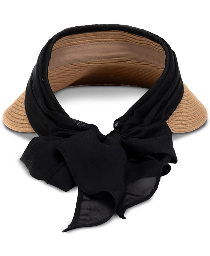 I.N.C. International Concepts Women's Tie-Back Chiffon & Straw Visor ...