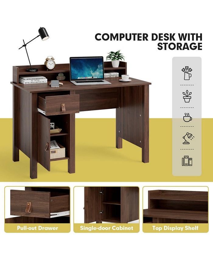 Slickblue 48 Inch Computer Desk Writing Workstation with Drawer and ...